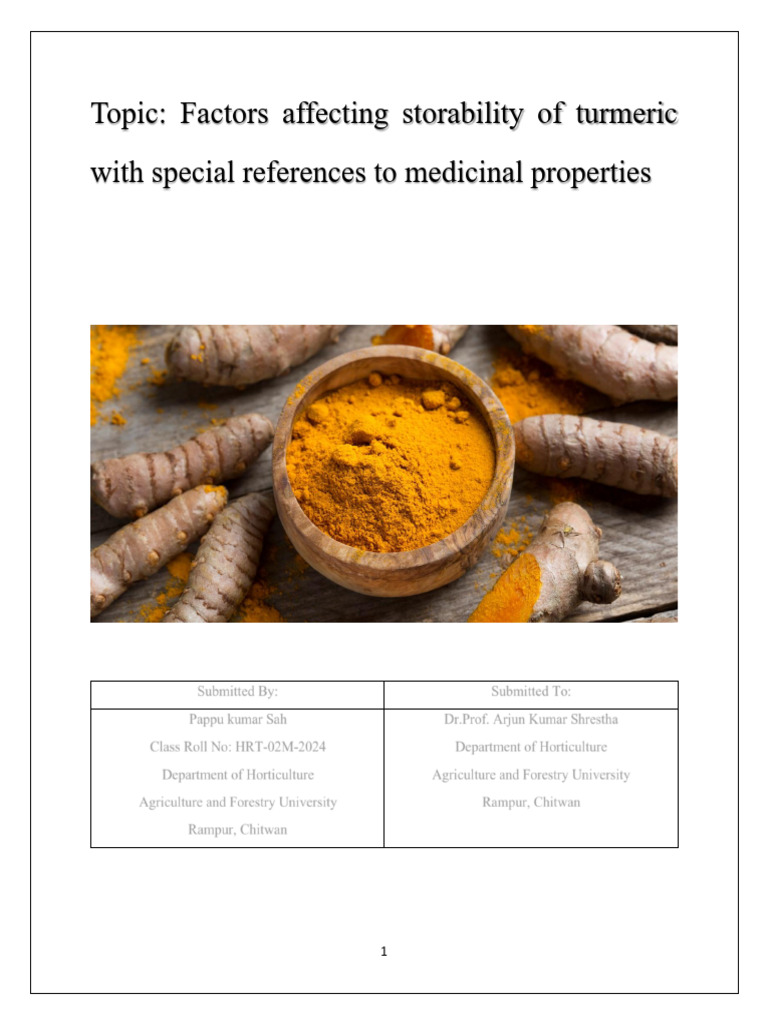 Turmeric Storability and Medicinal Factors | PDF | Turmeric | Shelf Life