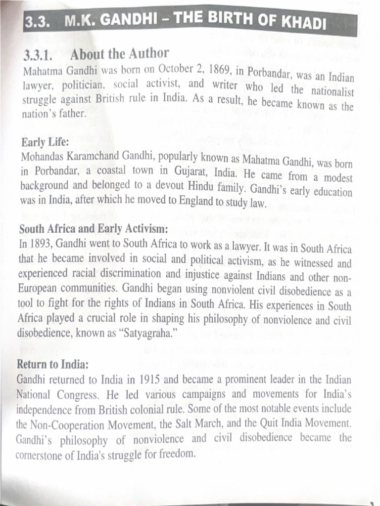 The Birth of Khadi | PDF