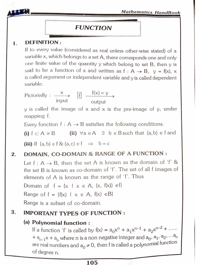 Functions Kota Best Revision Short Notes Jee Mains Special? L 2021-2022 ...