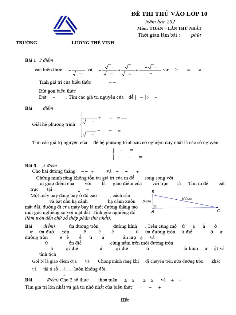 De Thi Thu Toan 9 LTV 2023 Lan 1 | PDF