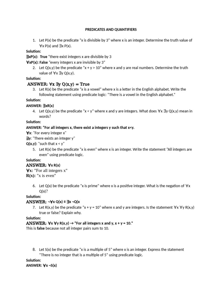 Predicate Logic and Quantifiers Explained | PDF