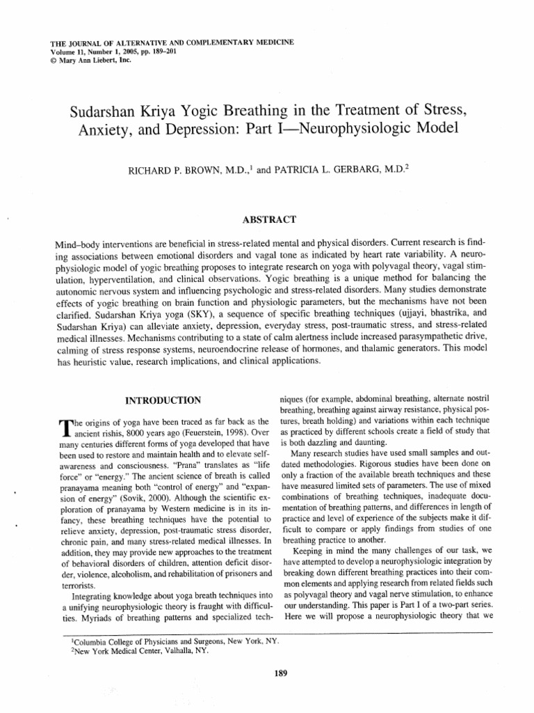 Sudarshan Kriya Yogic Breathing in The T | PDF