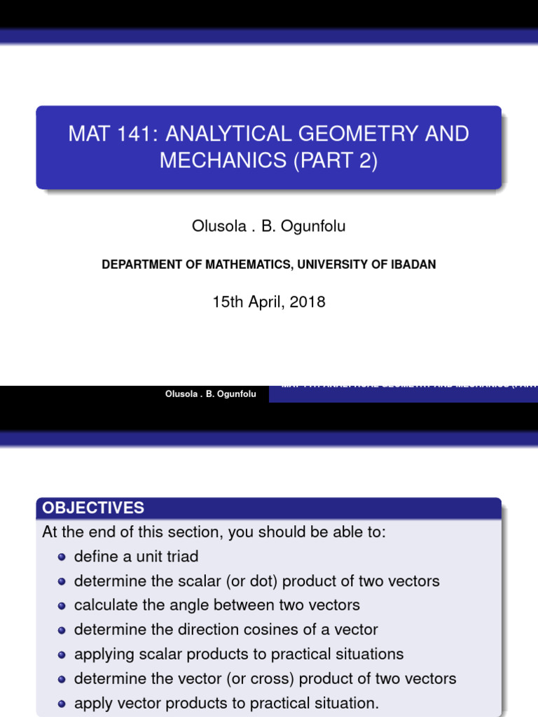 Mat 141 (Vectors) by D. Mayor of Ui-1 | PDF | Euclidean Vector | Velocity