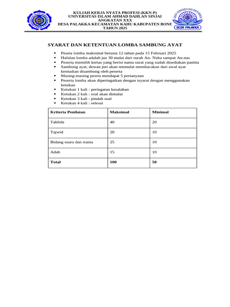 Syarat Dan Ketentuan Lomba | PDF