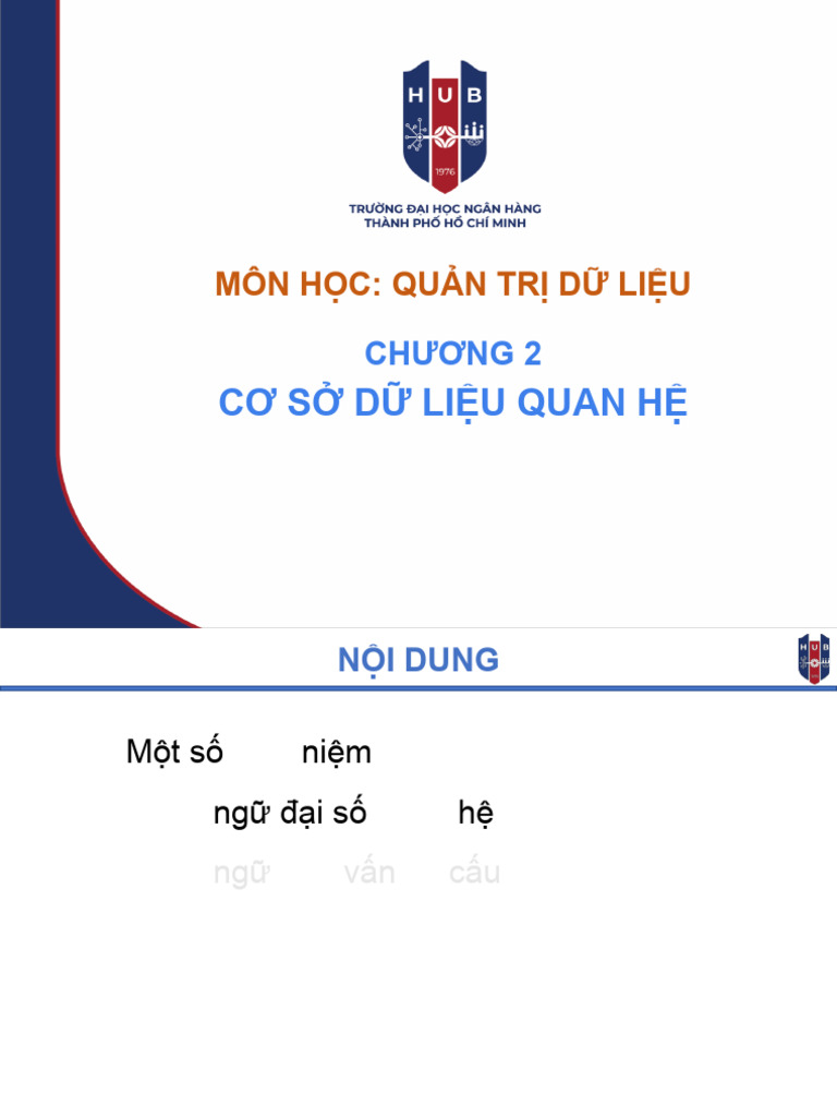 QTDL Chuong 2a CSDL Quan He | PDF