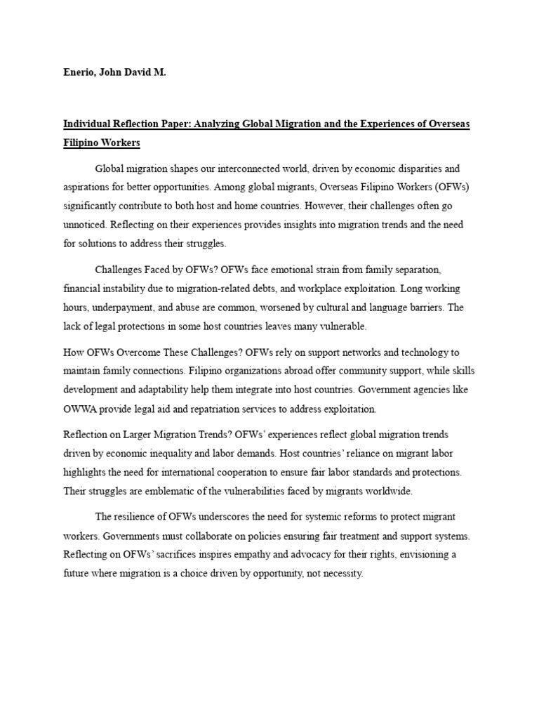OFWs: Challenges and Resilience in Migration | PDF | Human Migration ...