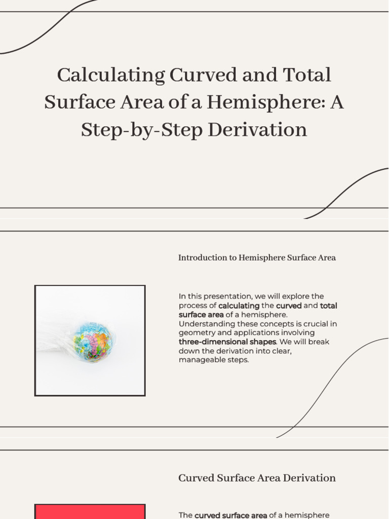 Slidesgo Calculating Curved and Total Surface Area of A Hemisphere A ...