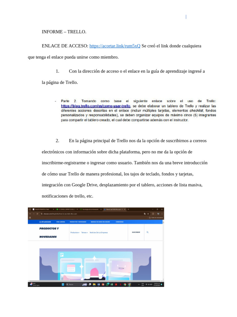 Informe - Construccion de Tablero en Trello | PDF | Software | Informática