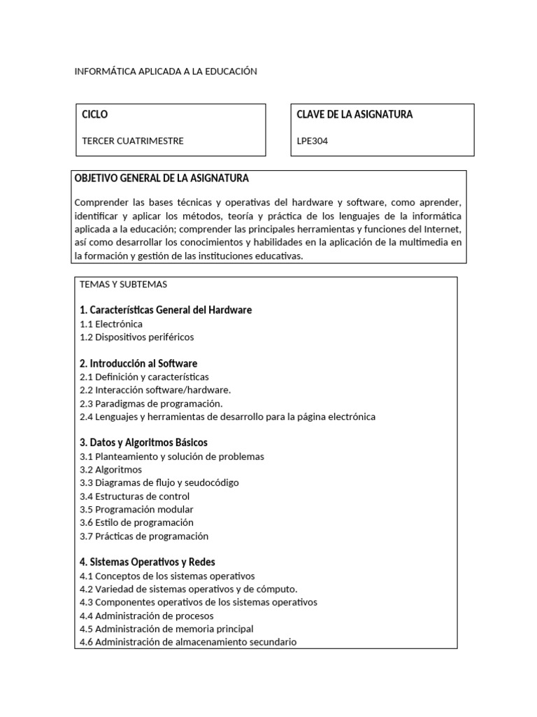 Informática aplicada a la educación | PDF | Informática | Hardware de la computadora