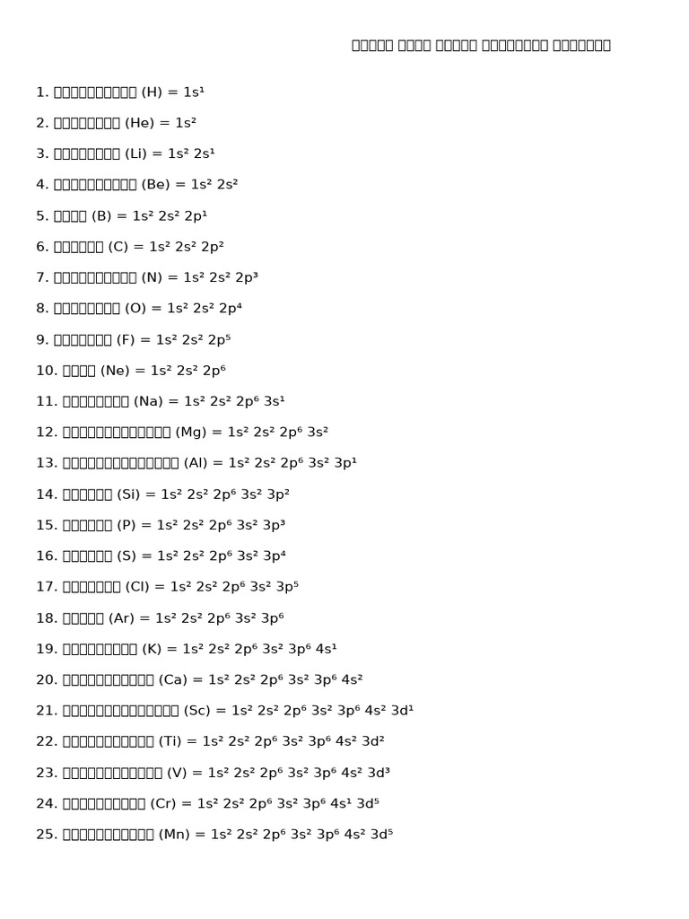 First 30 Elements Electron Configuration | PDF