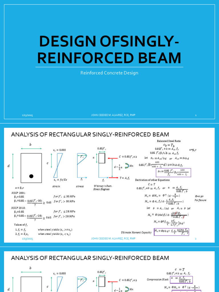 2 Singly Reinforced Beam | PDF | Beam (Structure) | Bending