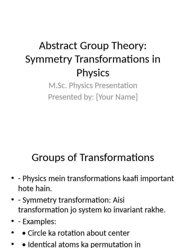 Abstract_Group_Theory_Symmetry_MSc_Physics (1) | PDF
