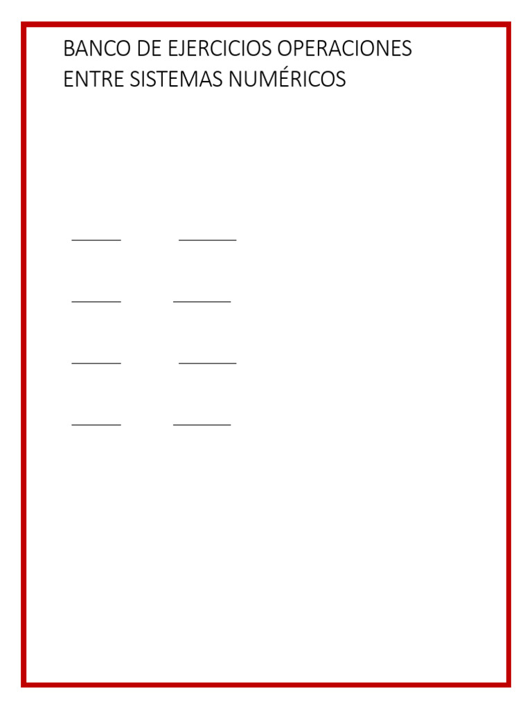 Banco de Ejercicios Operaciones Sist Num | PDF