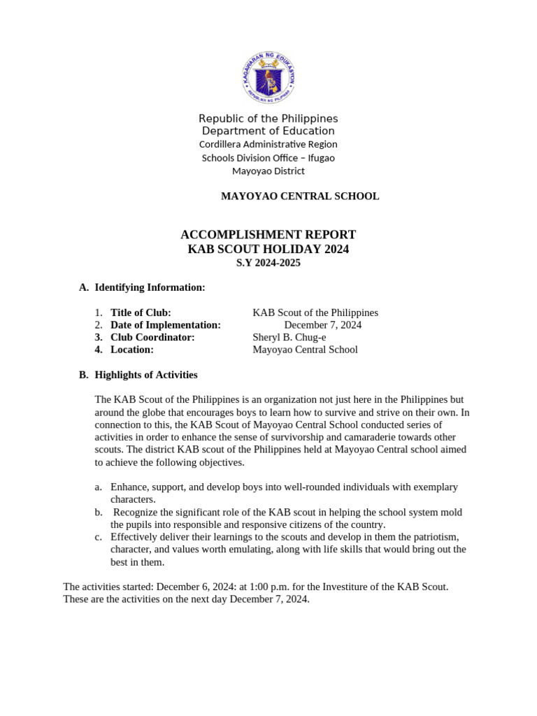 Accomplishment Report | PDF