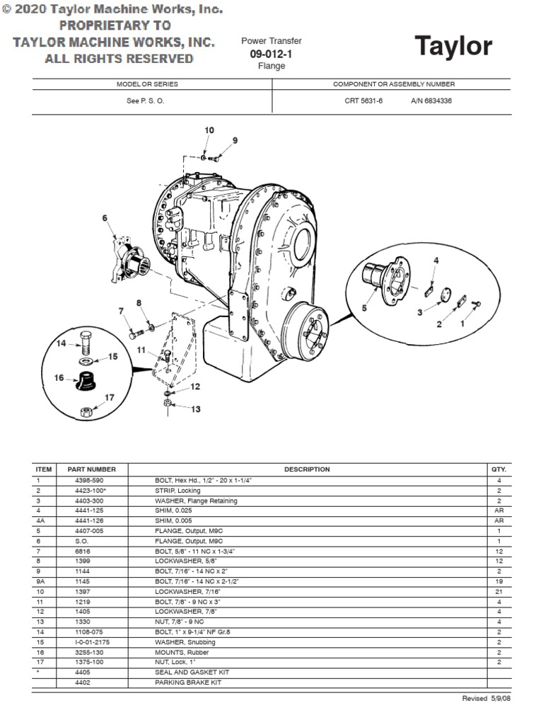 Taylor Power Transfer Parts List | PDF | Clutch | Washer (Hardware)