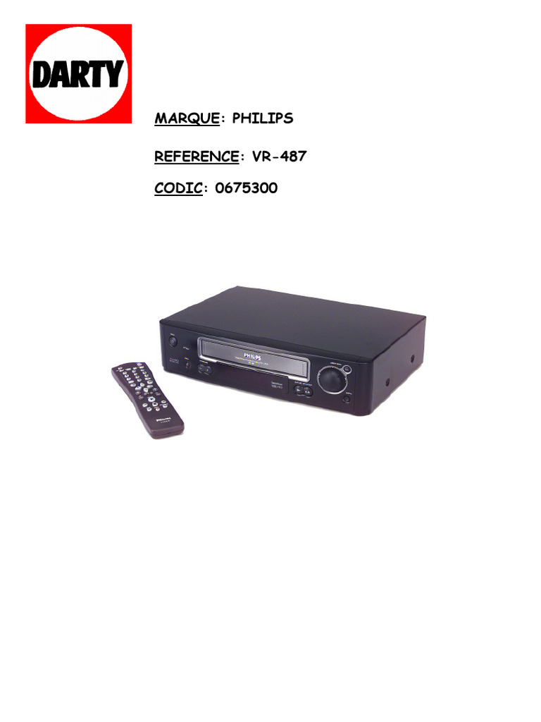 Philips VHS VR - 487 | PDF | Enregistrement | Technologie numérique
