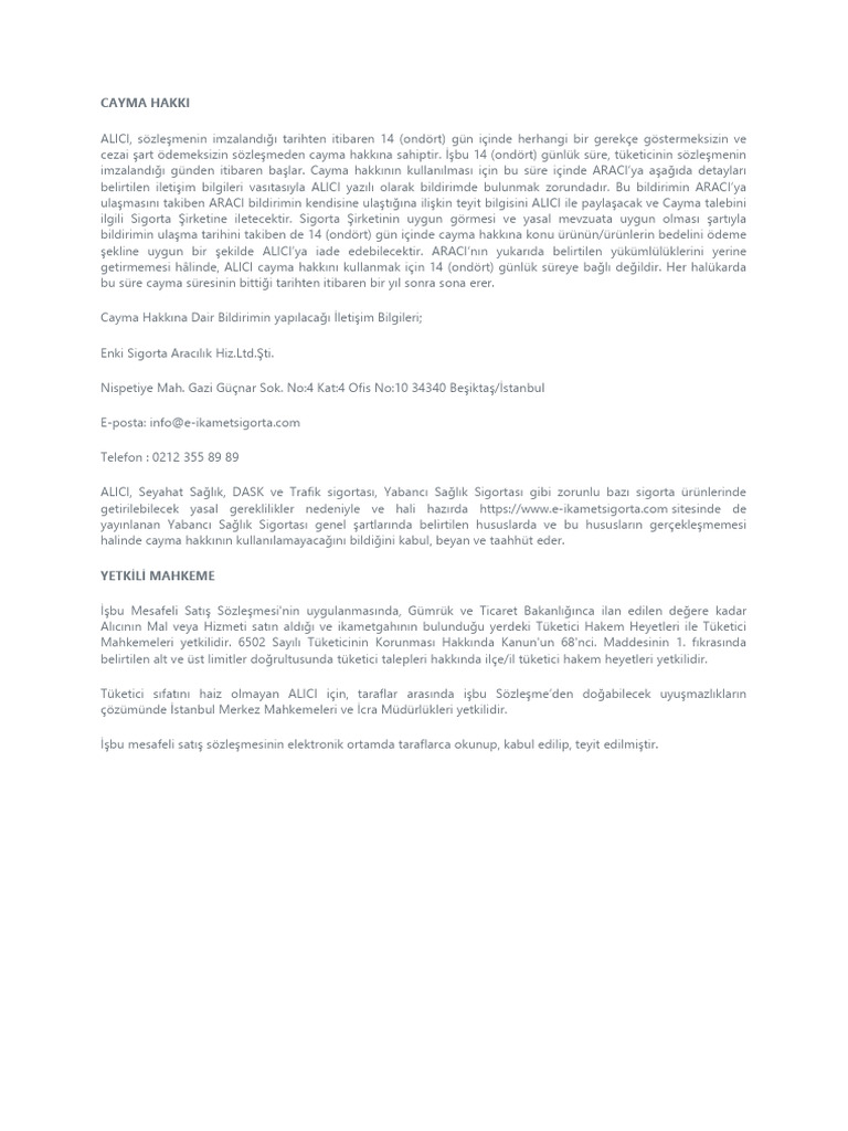 Cayma Hakki Bilgilendirme Formu | PDF