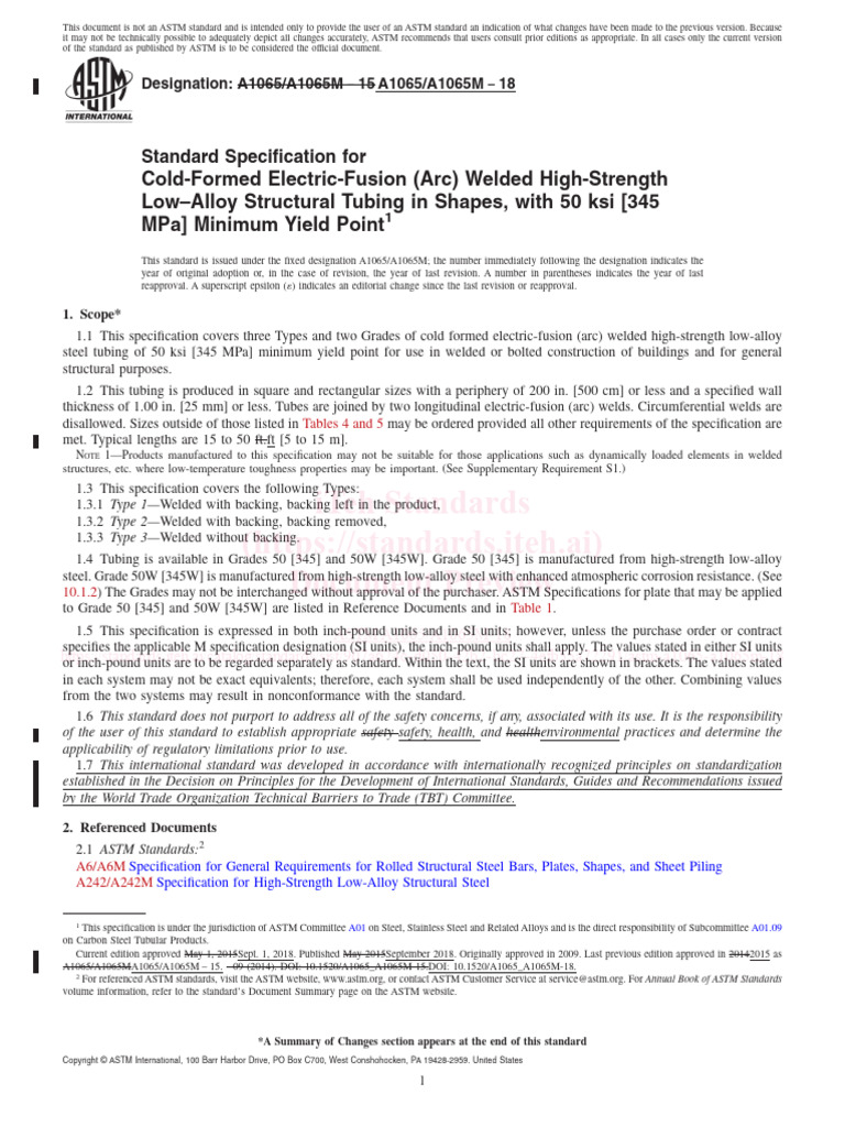 ASTM-A1065-A1065M-18 | PDF | Welding | Construction