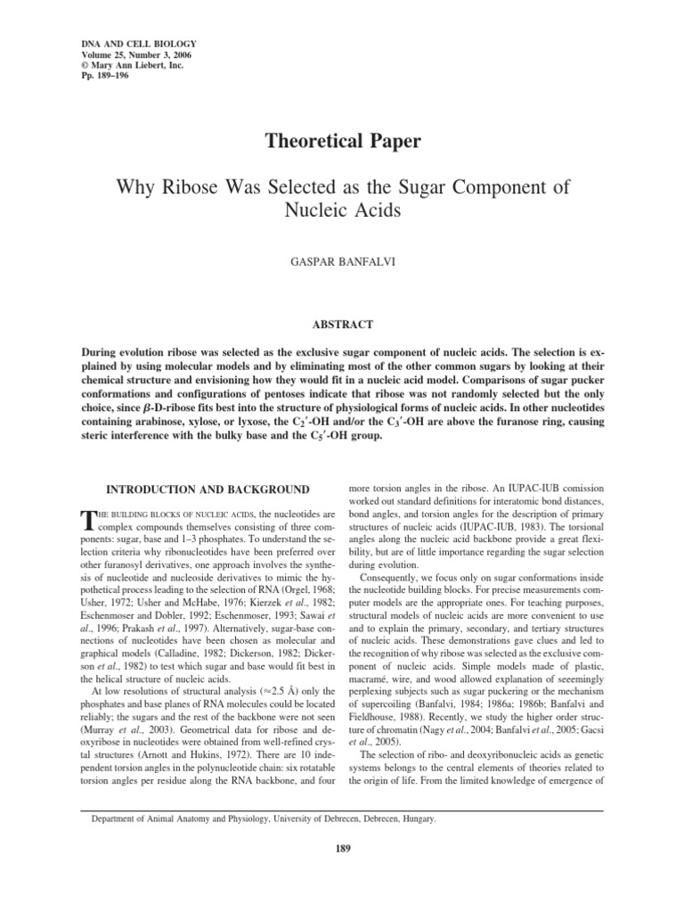 Ribose Sugar As Sugar Component of Nucleic Acids | PDF | Nucleic Acids ...