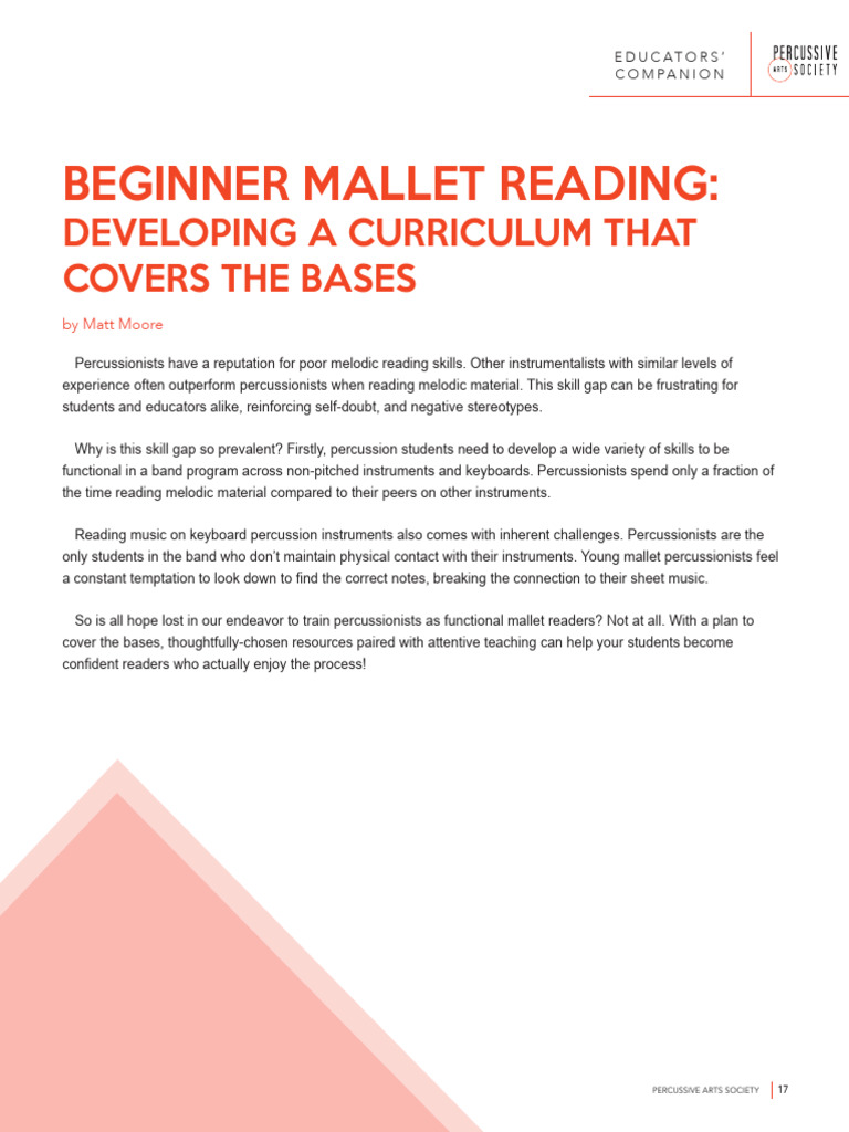 Beginner Mallet Reading-Developing A Curriculum | PDF | Interval (Music) | Scale (Music)