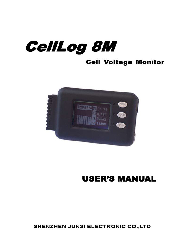CellLog 8M User Manual | PDF | Computer Monitor | Menu (Computing)