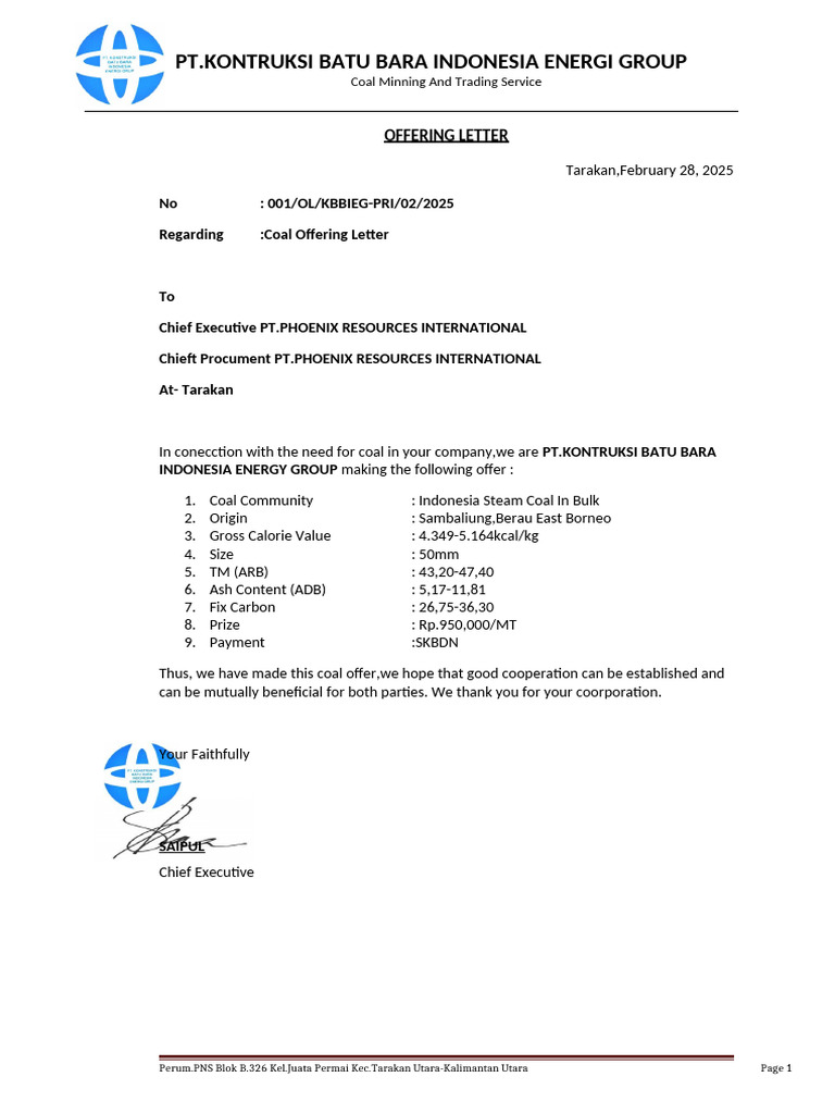 Offering Letter Epn Pri | PDF
