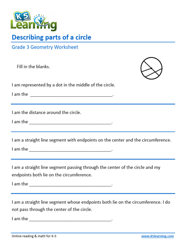 Grade 3 Geometry Circles Parts Describing | PDF