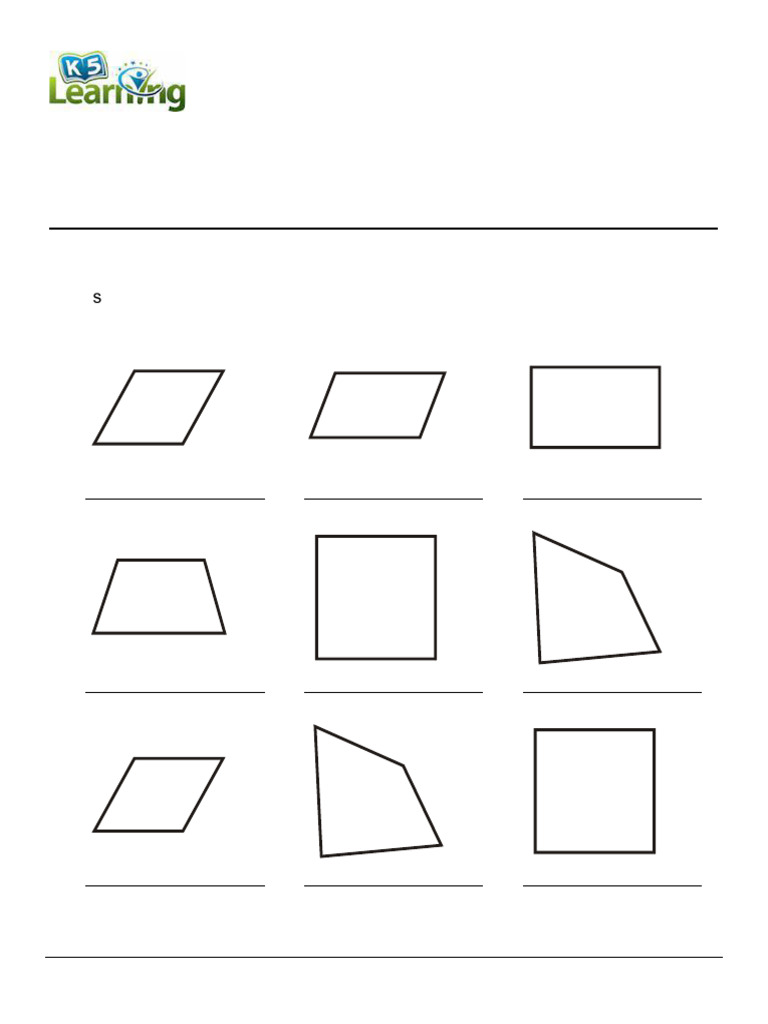 Grade 5 Geometry Classifying Quadrilaterals D | PDF