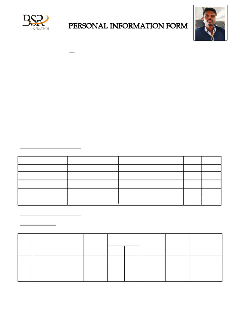 Personal Information Form. | PDF | Justice | Crime & Violence