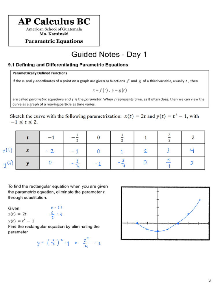 Unit 9: Parametric & Polar Calculus | PDF | Derivative | Curve