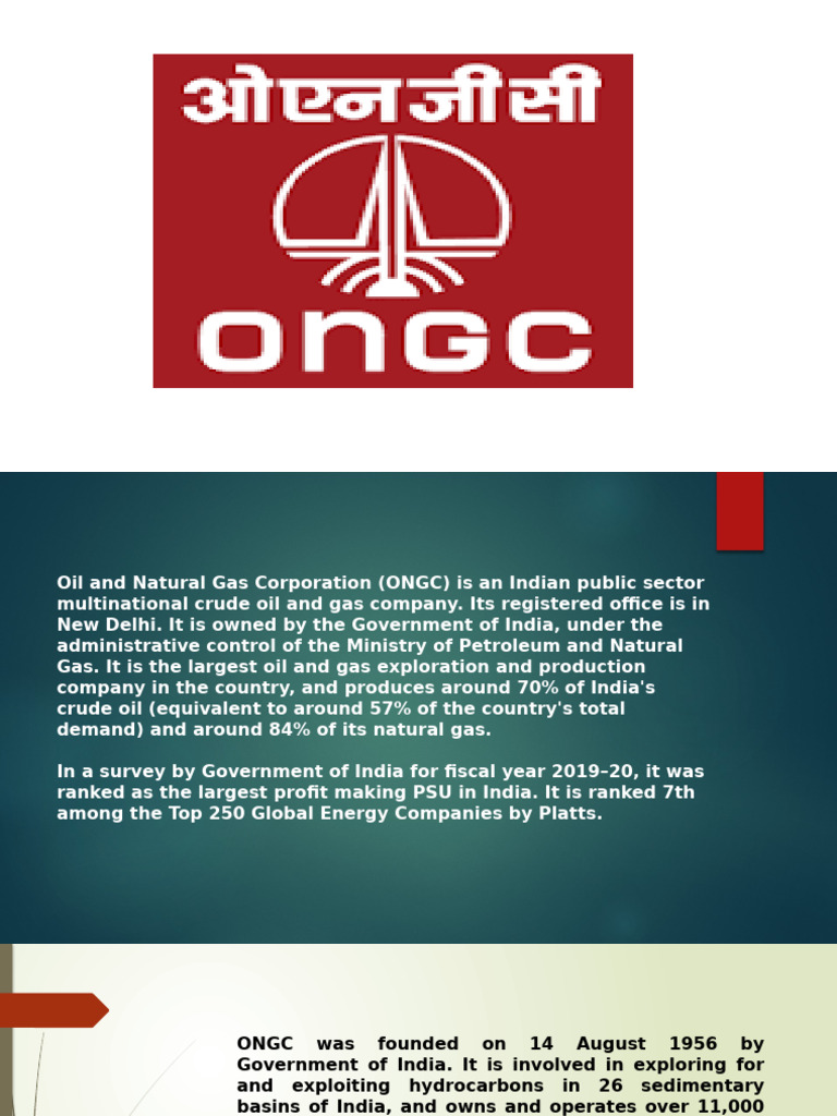 Presentation On ONGC | PDF | Petroleum | Hydrocarbons
