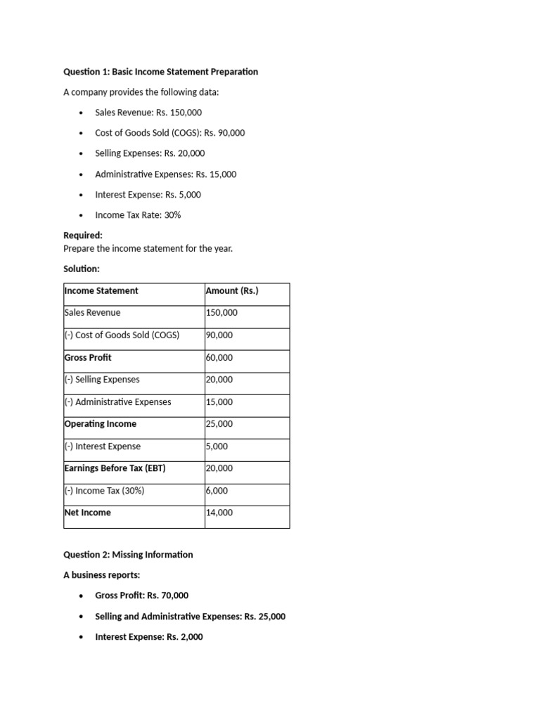 Income Statement Preparation Guide | PDF | Balance Sheet | Income Statement