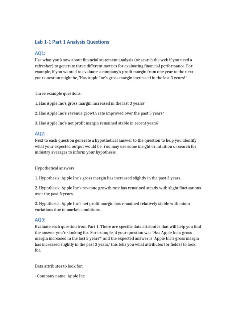 Lab 1-1 Analysis Questions | PDF