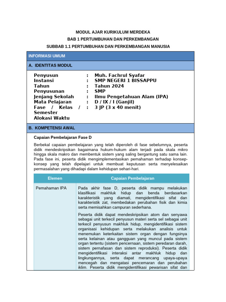 Modul Ajar Kurikulum Merdeka | PDF