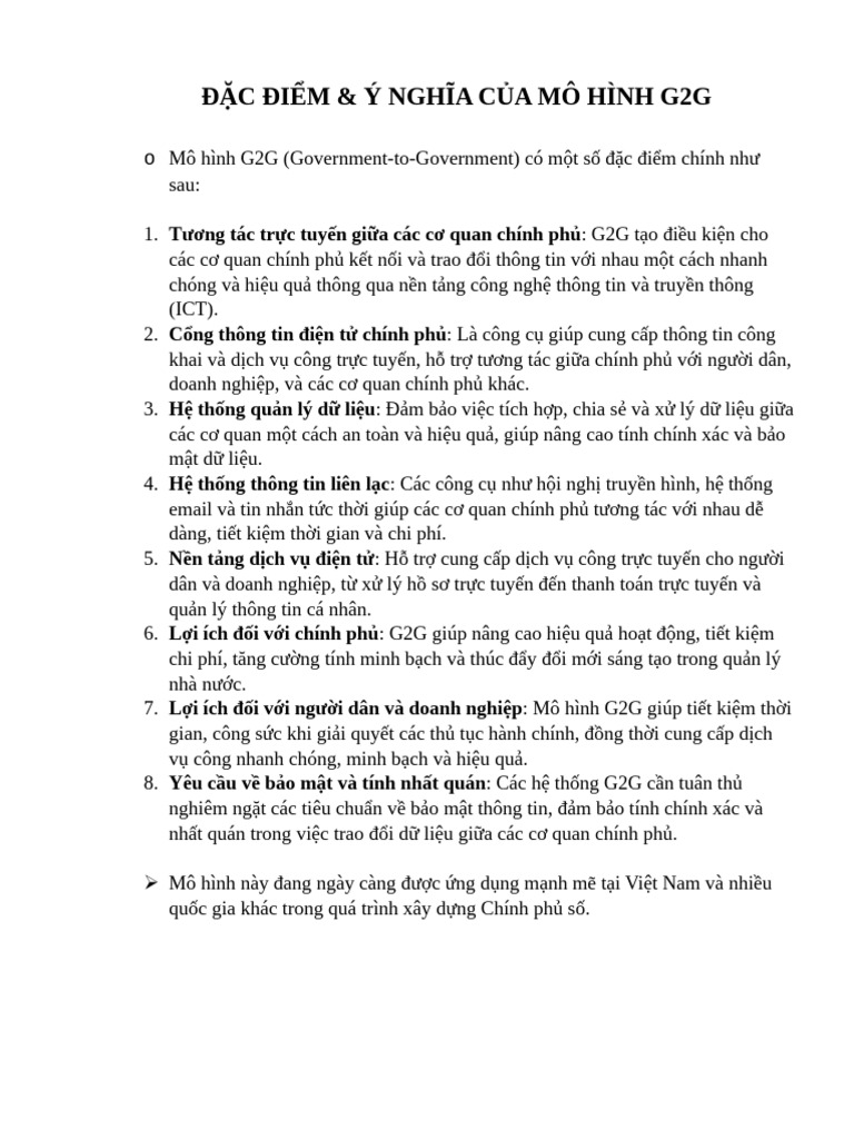 Đặc điểm & Ý nghĩa của mô hình G2G | PDF