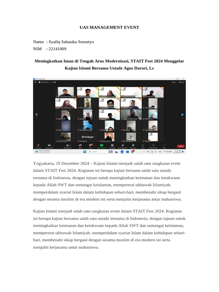 Uas Management Event | PDF