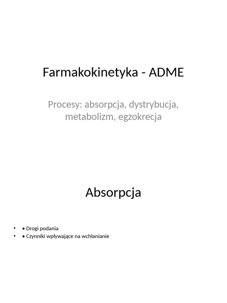 Farmakokinetyka ADME | PDF
