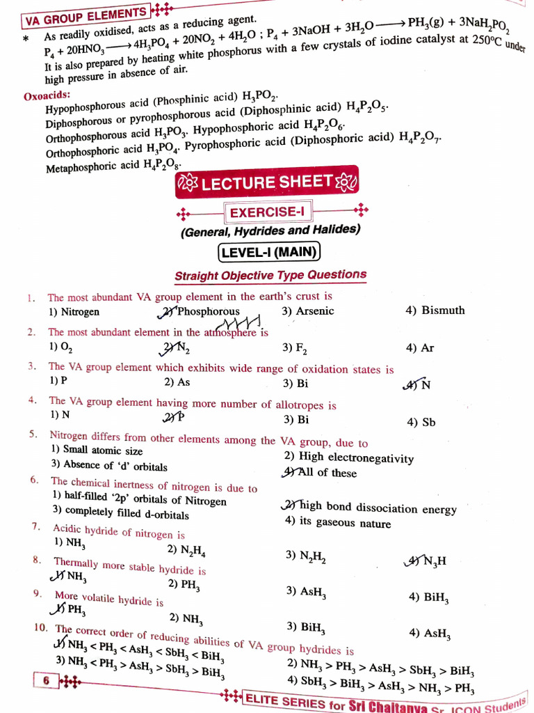 vA group elements | PDF | Nitrogen | Nitric Acid
