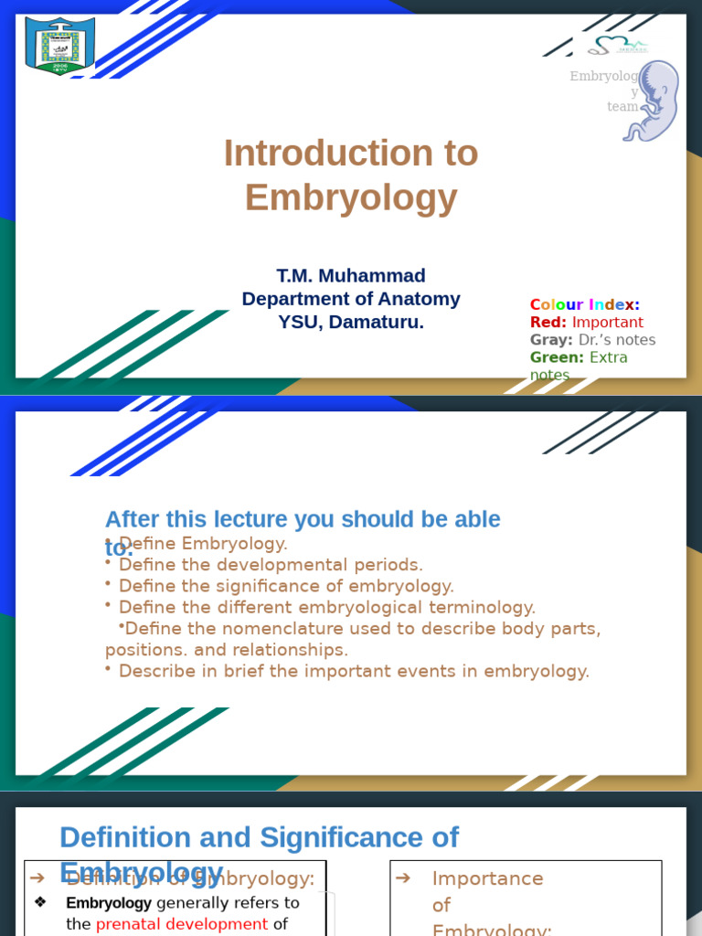 Overview of Human Embryology Concepts | PDF | Developmental Biology ...