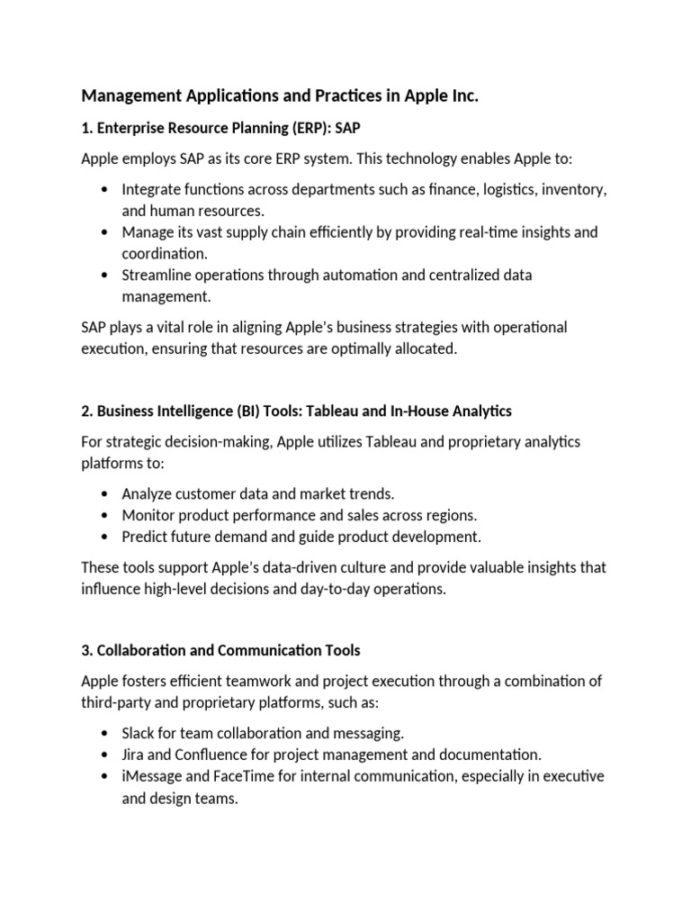 Management Applications and Practices in Apple Inc | PDF | Supply Chain ...