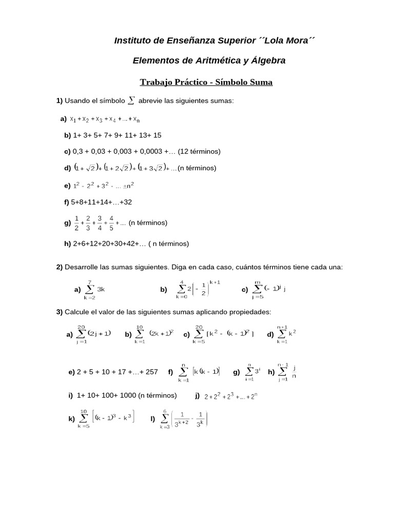 TPNº 4-Simbolo Suma | PDF