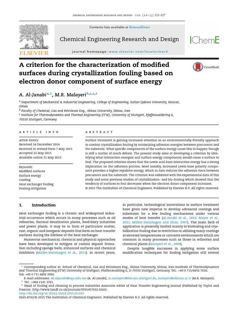 Surface Energy and Fouling Mitigation | PDF | Wetting | Physical Sciences