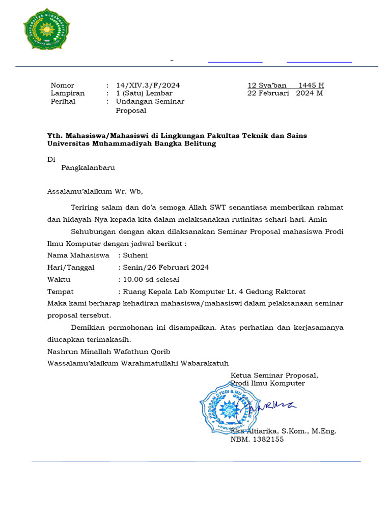 14 Undangan Seminar Proposal | PDF