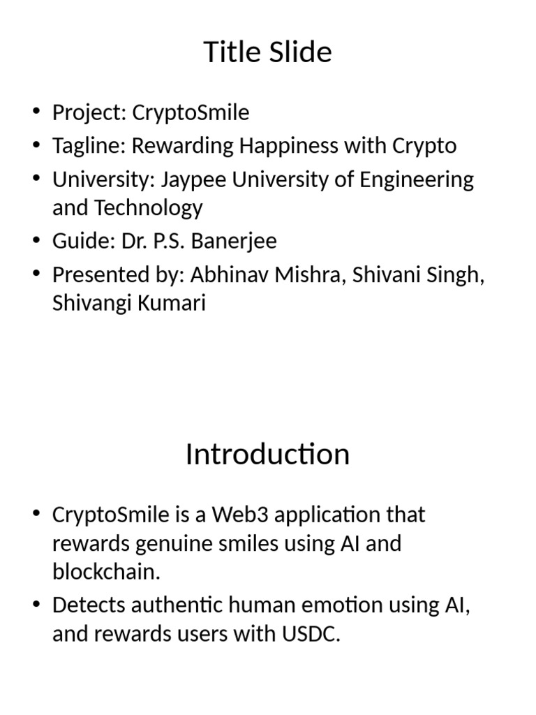 CryptoSmile Updated Presentation | PDF | Cryptocurrency | Computing