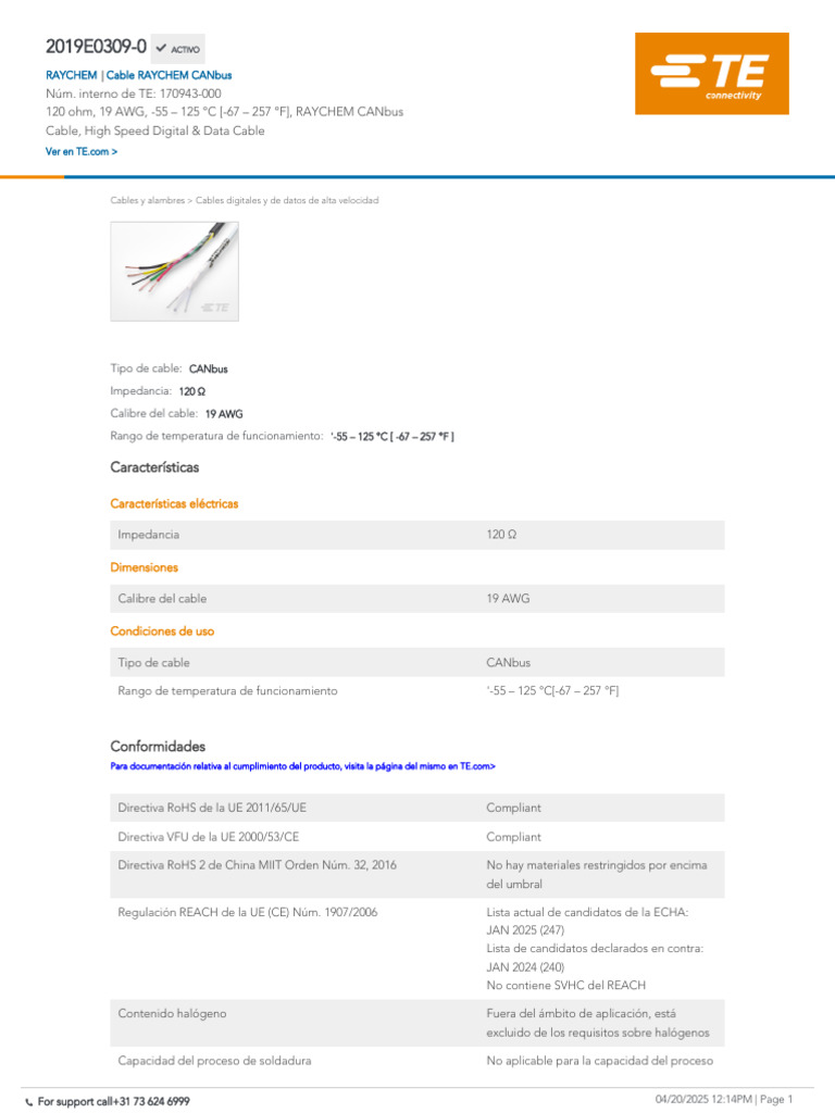 Product 170943 000.datasheet | PDF | Materiales