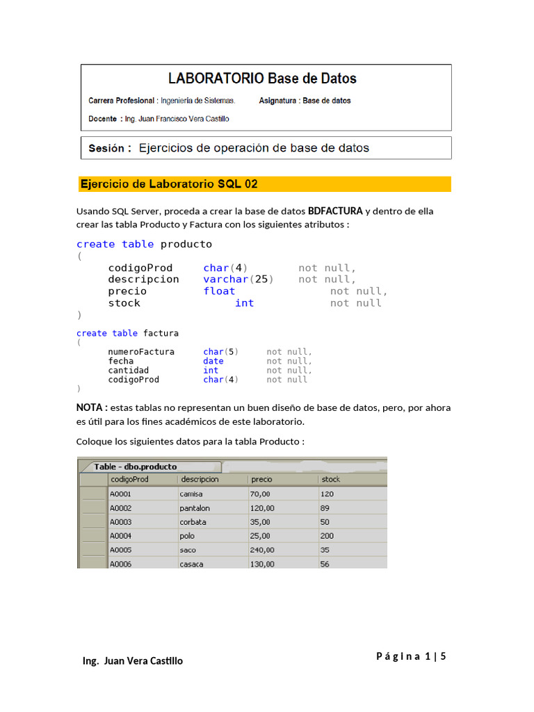 Laboratorio - Usando Sentencias SQL Server | PDF | SQL | Gestión de ...