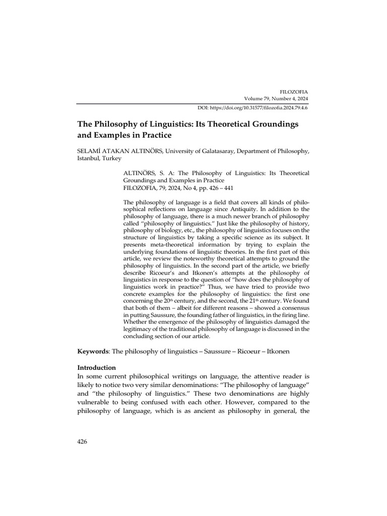 Philosophy of Linguistics Explained | PDF | Philosophy Of Language ...