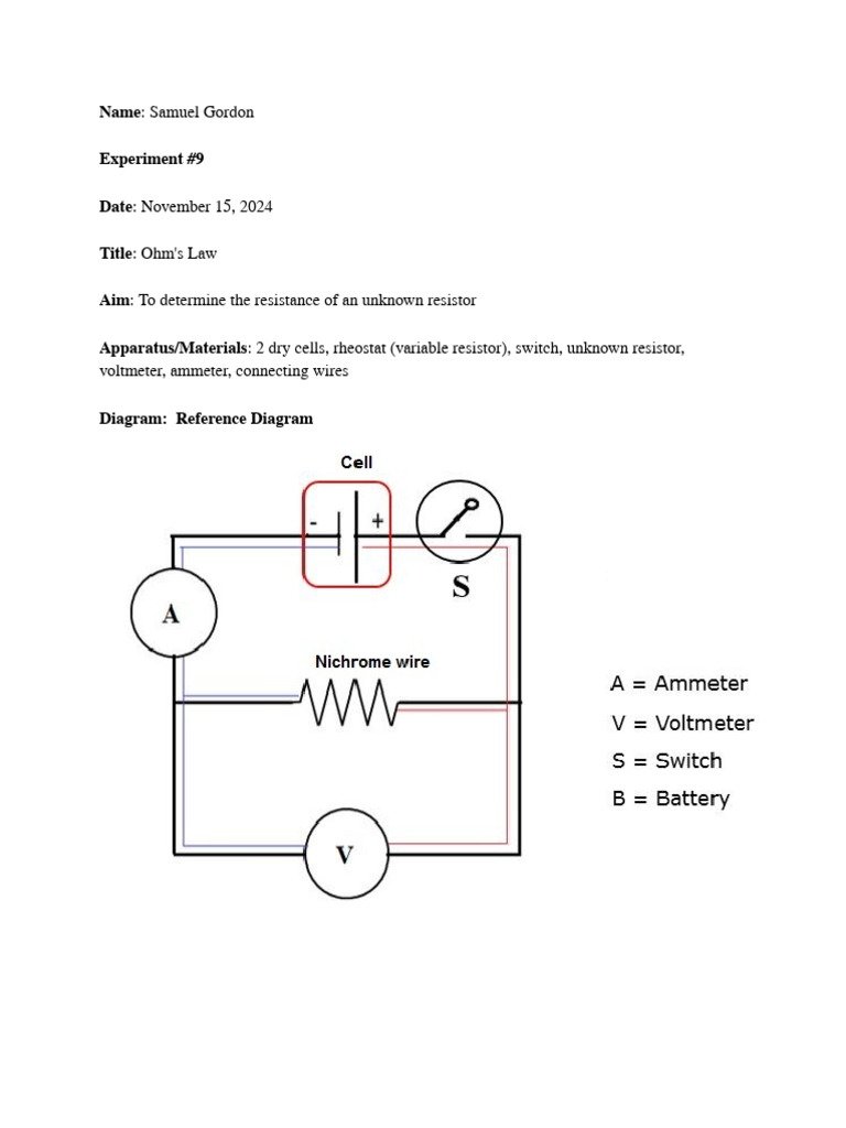 Physics - Lab Report #9 - Ohms Law | PDF | Voltage | Series And ...