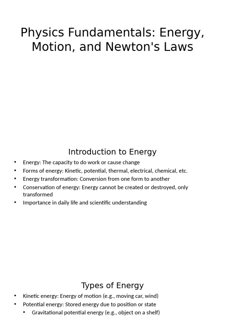 Physics Fundamentals Energy Motion and Newton S Laws | PDF | Force | Velocity