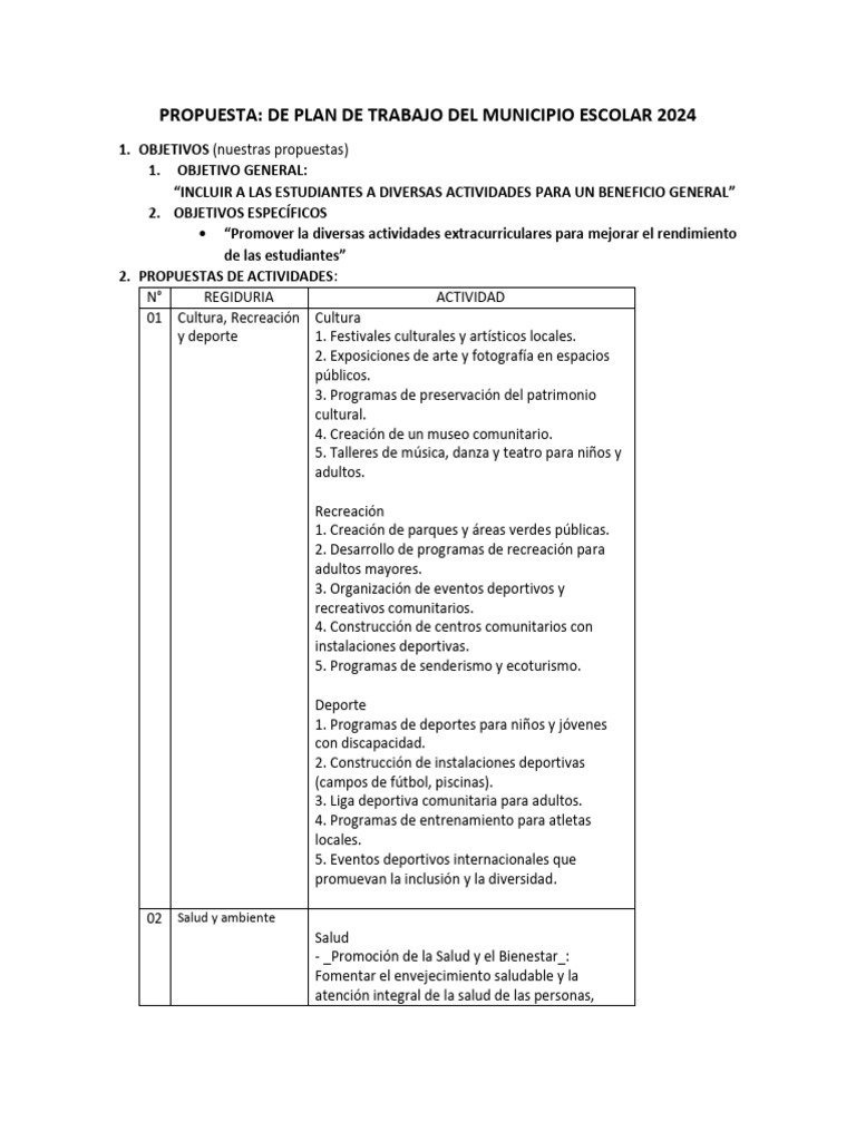 2 Plan d Trabajo Munic Escol | PDF | Iniciativa empresarial | Sustentabilidad
